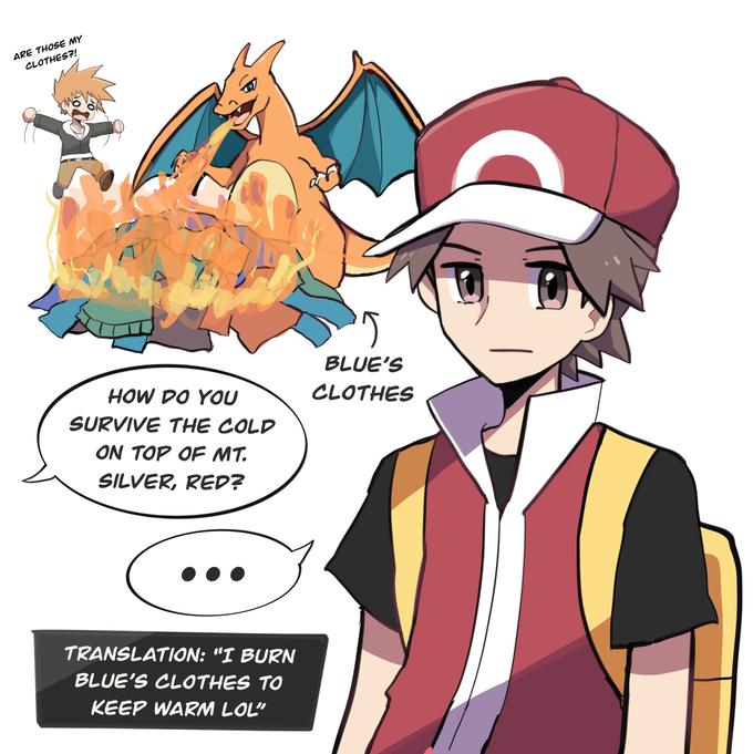Red gets an interview about his Pokemon training on Mt. Silver ...