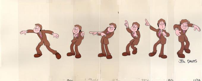 Cels from the infamous "Dancing Jon" sequence of Jon Arbuckle from one ...