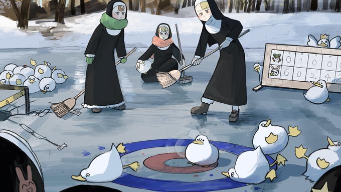 Duck Curling | Little Nuns / Nuns And Ducks | Know Your Meme