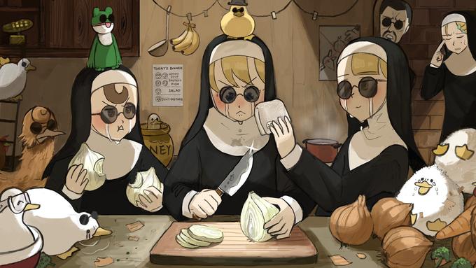 Cutting Onions | Little Nuns / Nuns And Ducks | Know Your Meme