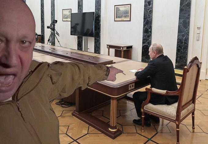 Prigozhin Pointing at Putin | Prigozhin Pointing | Know Your Meme