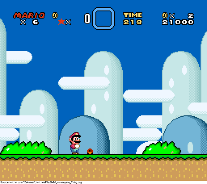 Development files for Super Mario World contain a sprite of an extremely small Goomba. Below is ...
