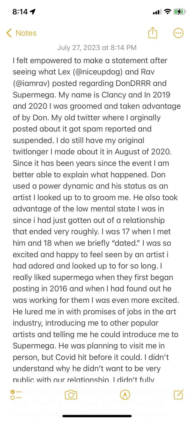 clancy1 | DonDRRR and SuperMega Sexual Assault Allegations | Know Your Meme