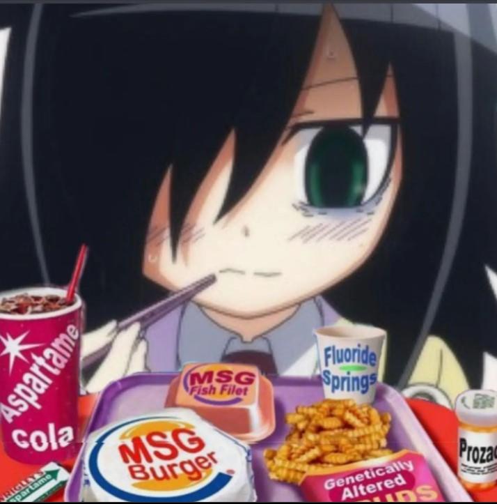 Tomoko Would Never Fat Man Eating MSG Burger Aspartame Cola