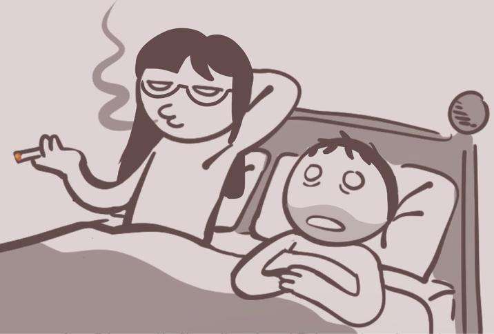 Smoking In Bed Redraw On Twitter Smoking In Bed Art Trend Know Your Meme
