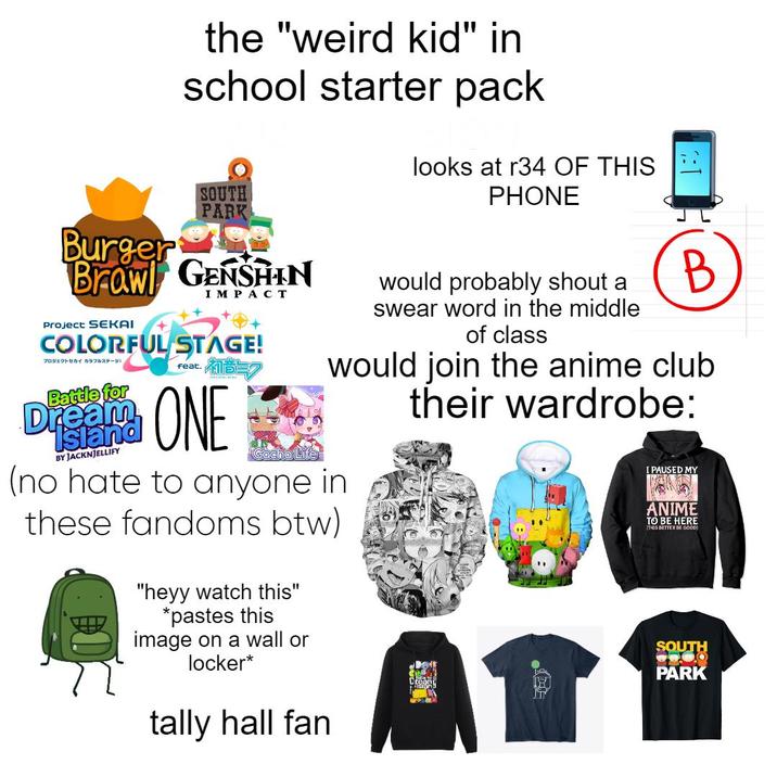 the "weird kid" in school starter pack | /r/starterpacks | Know Your Meme