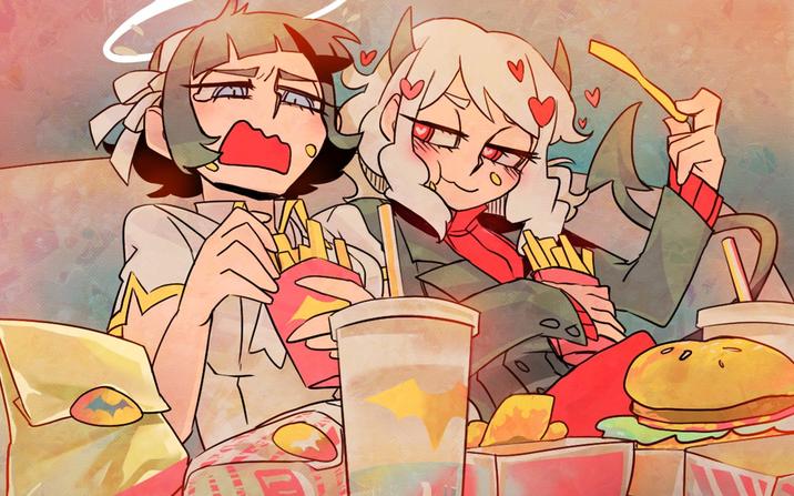 Azazel and Modeus having Mickey D's | Know Your Meme