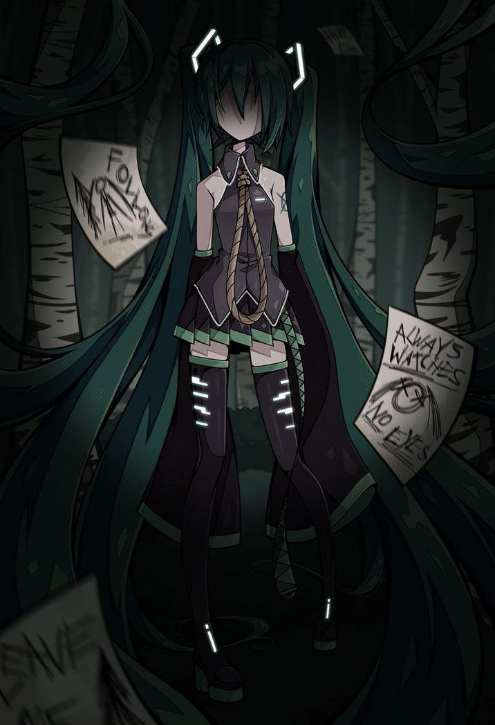Slender Miku | Hatsune Miku Creepy Redraws | Know Your Meme