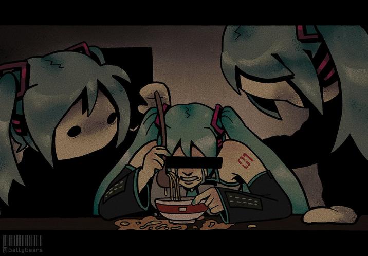 Hatsune Miku Blank Room Soup | Hatsune Miku Creepy Redraws | Know Your Meme
