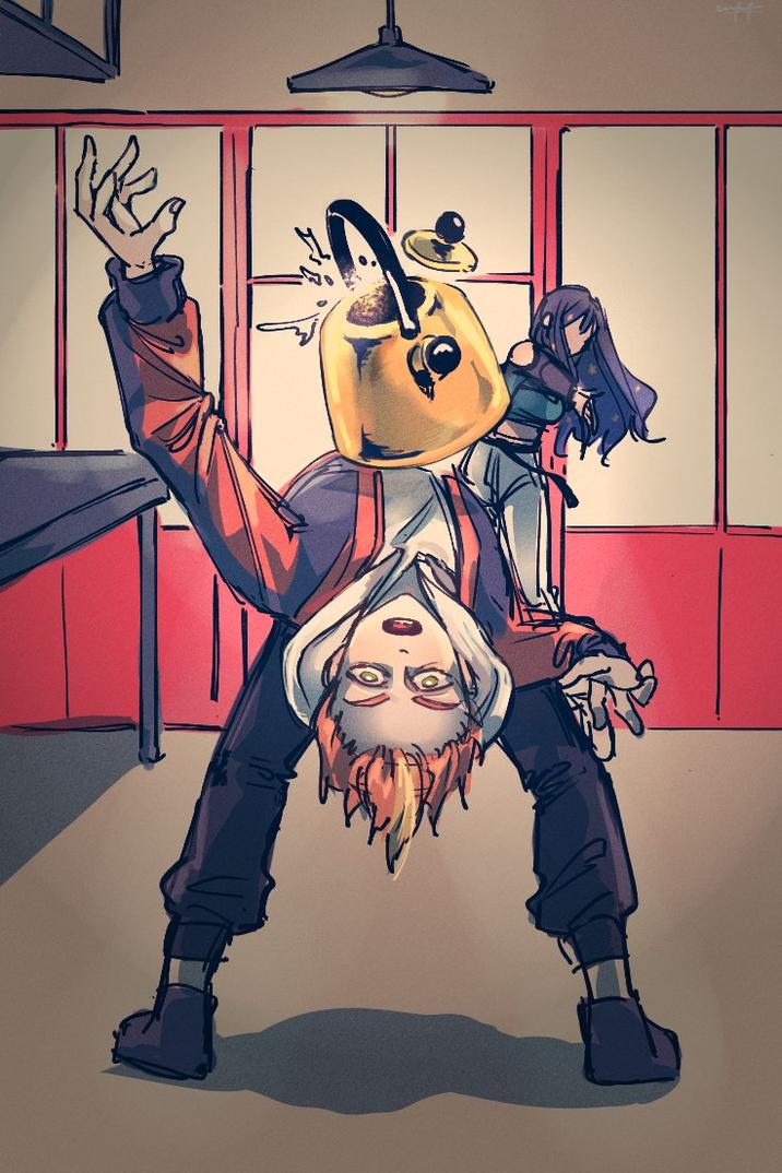 Artwork by @999looms | Man Dodging a Kettle | Know Your Meme