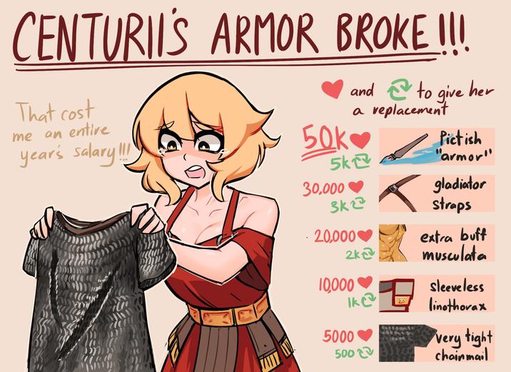 OH NO. Centurii's armor broke!!! like and retweet to help her get a replacement.... | Know Your Meme