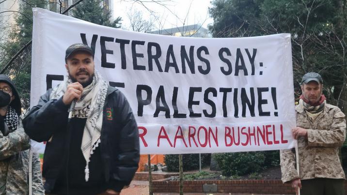 Hundreds joined anti-war veterans in Portland for a vigil for Aaron ...