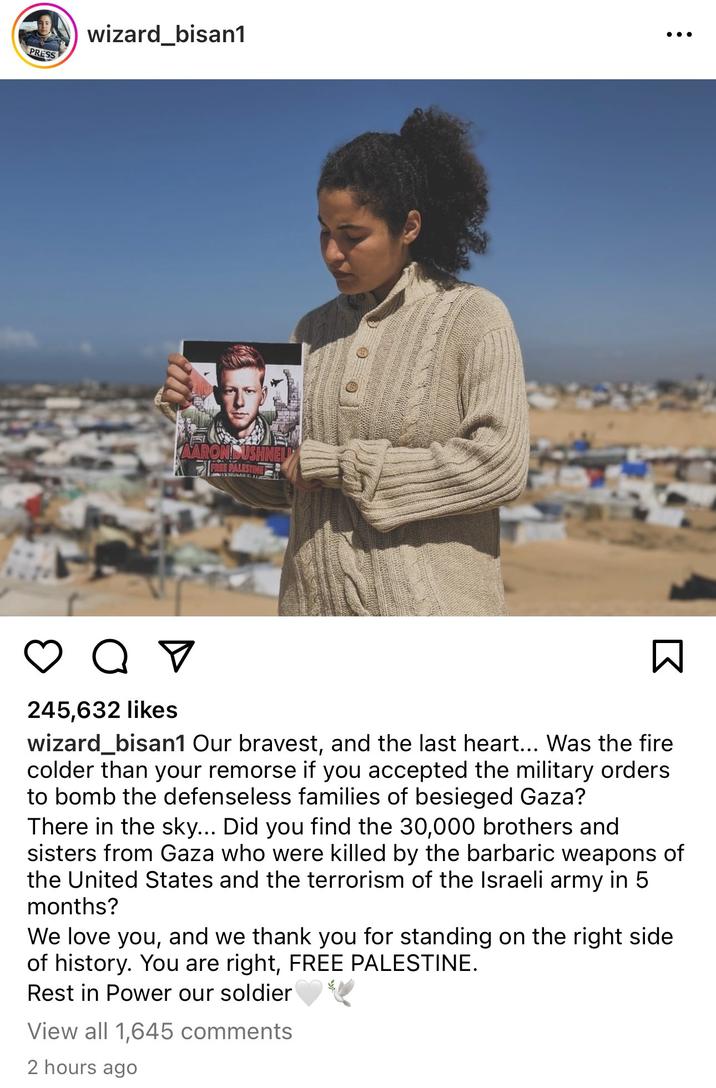 wizard_bisan1 honors Aaron Bushnell | Know Your Meme