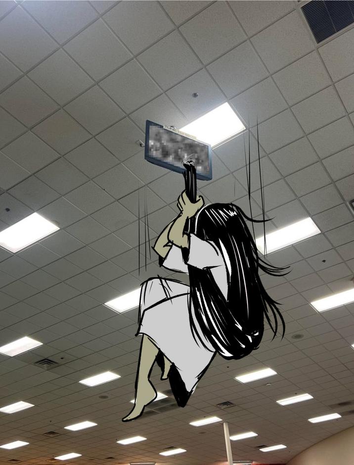 She got long hair. She'll Rapunzel down. | Sadako Ceiling TV Redraws ...