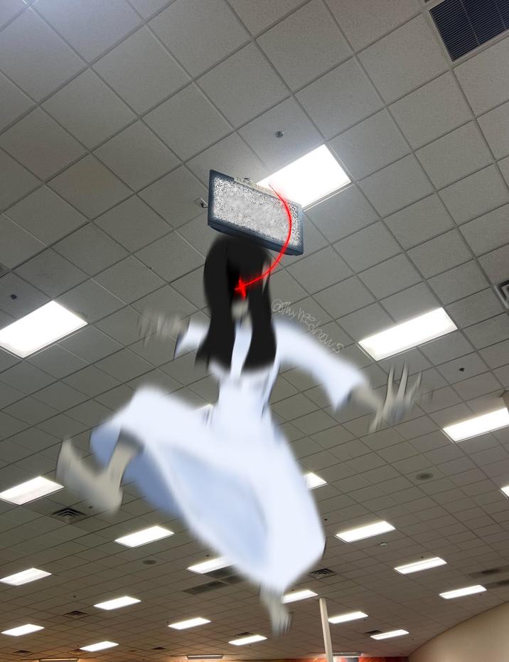 *Dbd chase theme is playing. | Sadako Ceiling TV Redraws | Know Your Meme