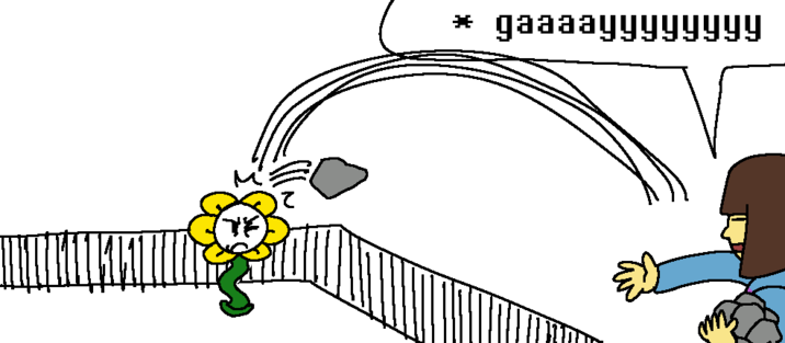 Frisk Throwing Rocks at Flowey and Calling Him Gay | Know Your Meme