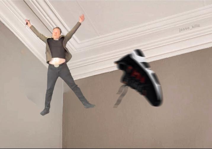 The spider on my ceiling watching me throw a shoe at it and miss ...