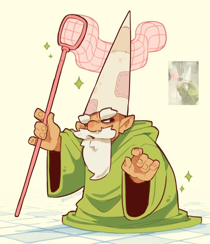 Artwork by @Gaziter | Tiny Green Mall Wizard / Wizard Gnome | Know Your Meme