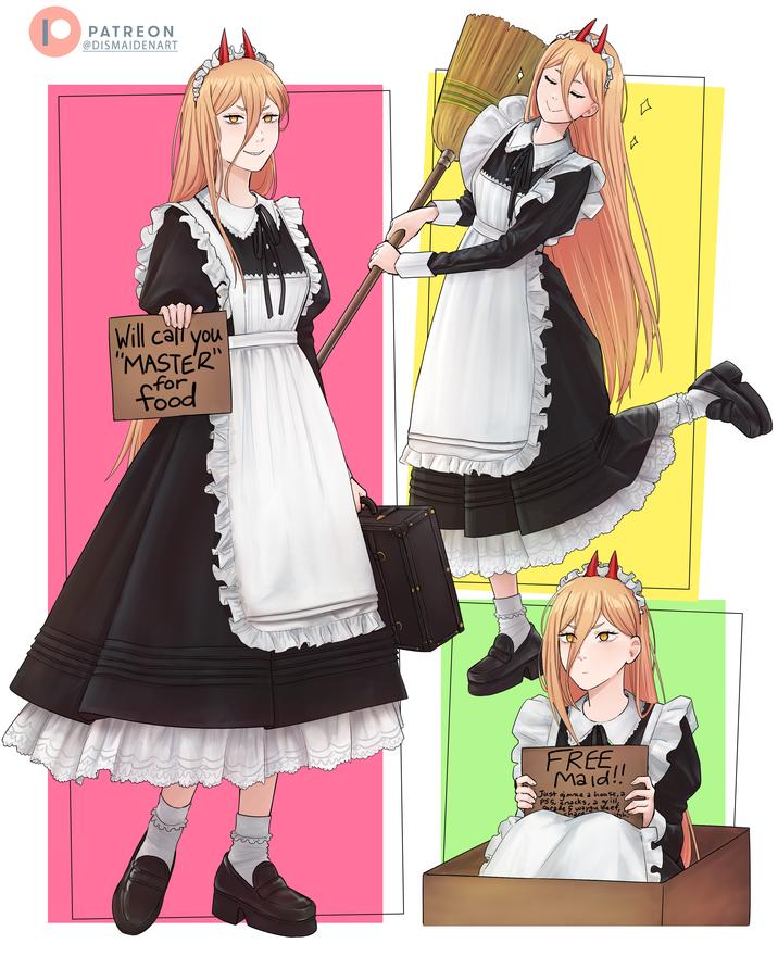 Power looks cute in a maid outfit but she would really suck at cleaning ...