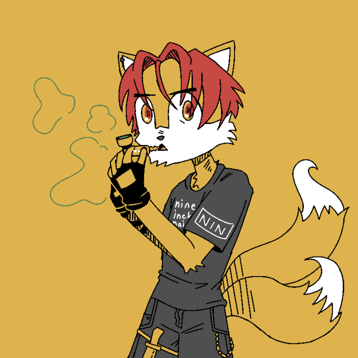 "nine inch nails tails hitting one of those s----- metal weed pipes ...