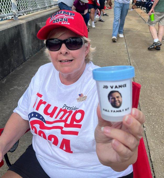 Woman holding J.D. Vance Full Family Kit | J.D. Vance Semen Cups / Full ...