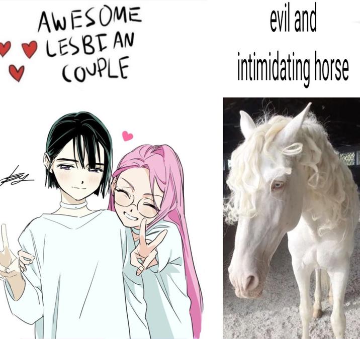 Awesome Lesbian Couple / Evil and Intimidating Horse | Know Your Meme