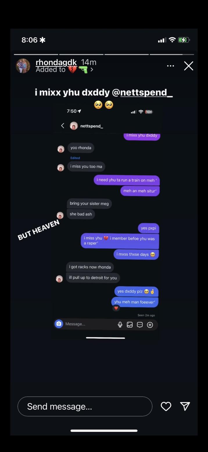 Rhonda's Instagram DM messages with Nettspend from her story ...