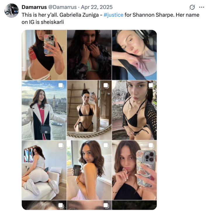 April 22nd, 2025 tweet by @the_alisa_renee | Shannon Sharpe Gabby Zuniga Text Messages | Know ...