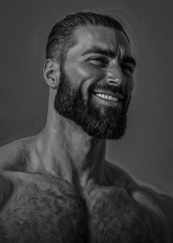 Chad Face Meme Painting | GigaChad | Know Your Meme