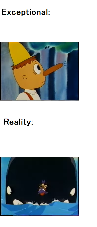 Exceptional VS Reality (Funky fables Pinocchio Editon) | Know Your Meme