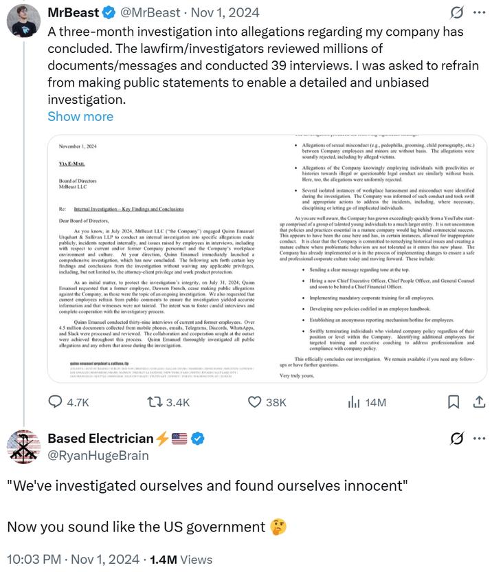 We Investigated Ourselves and Found No Wrongdoing | Know Your Meme