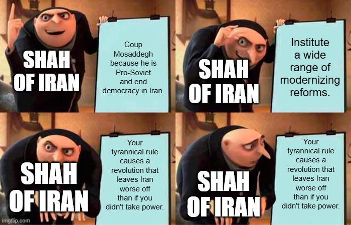The reign of the Shah of Iran, in a nutshell | History Memes | Know ...