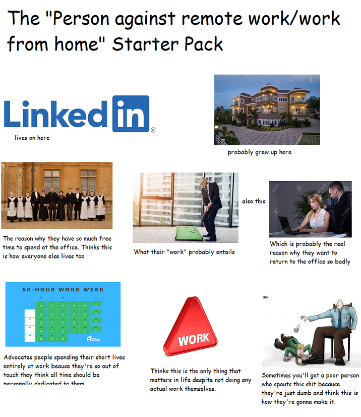 The "person who is against remote work/wfh" Starter Pack | /r ...