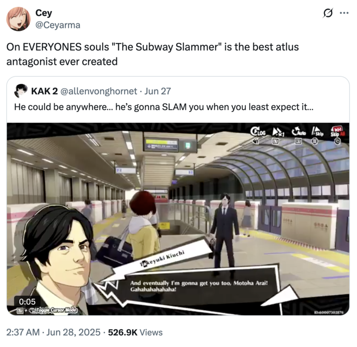 Who Is The 'Subway Slammer' And What's With The Memes? The 'Persona 5 ...