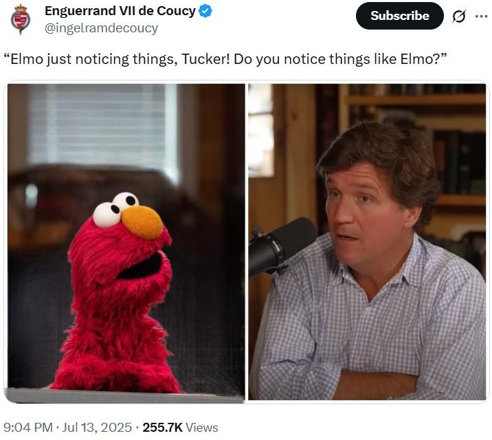 “Elmo just noticing things, Tucker! Do you notice things like Elmo ...