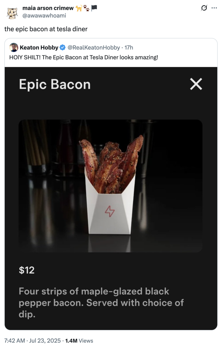 Epic Bacon at Tesla Diner | Know Your Meme