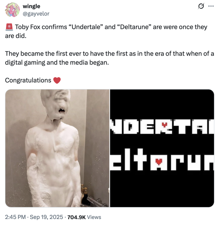 September 19th, 2025 tweet by @gayvelor | Are Were Once They Are Did ...