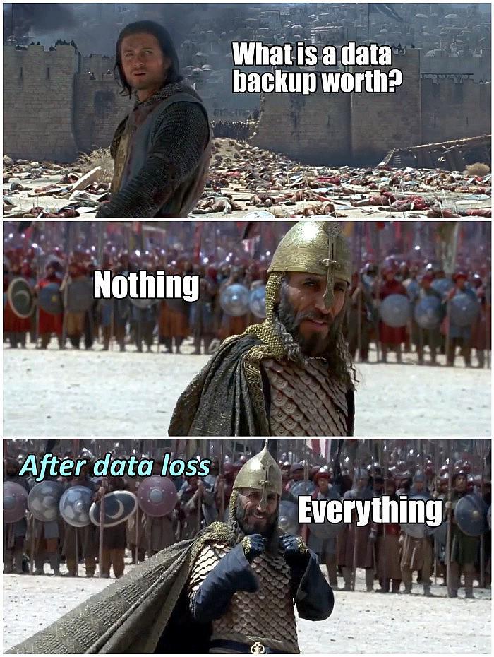 What is a data backup worth? | /r/memes | Know Your Meme