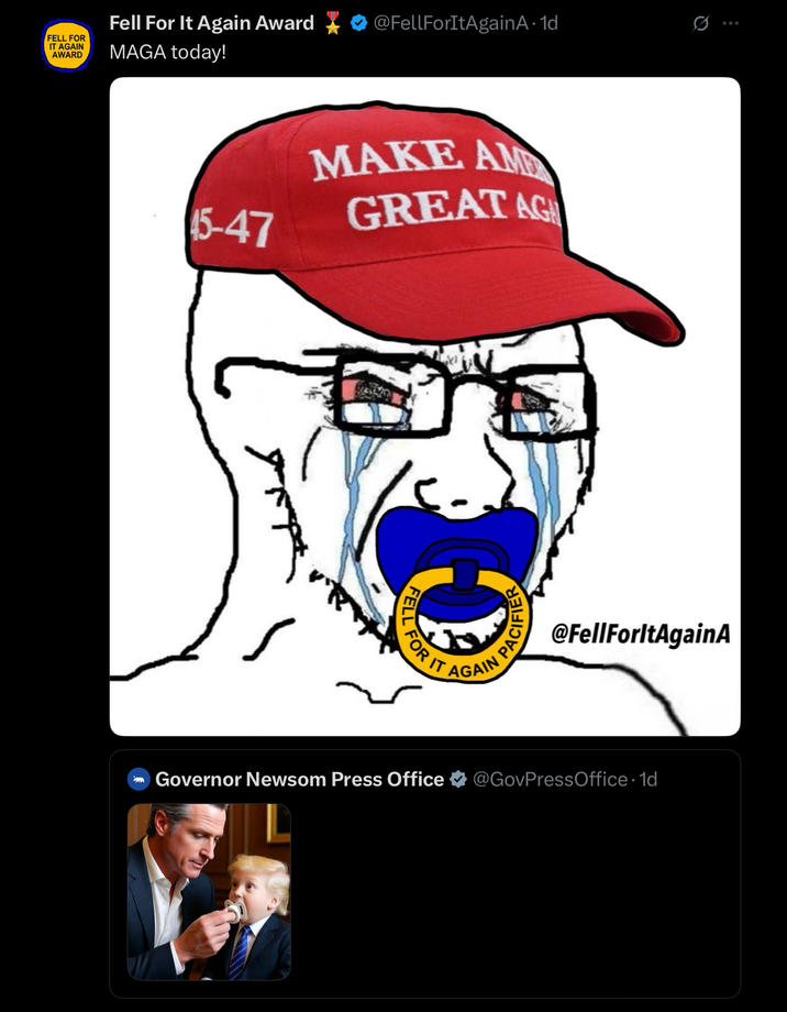 Fell for it again pacifier | Fell For It Again Award | Know Your Meme