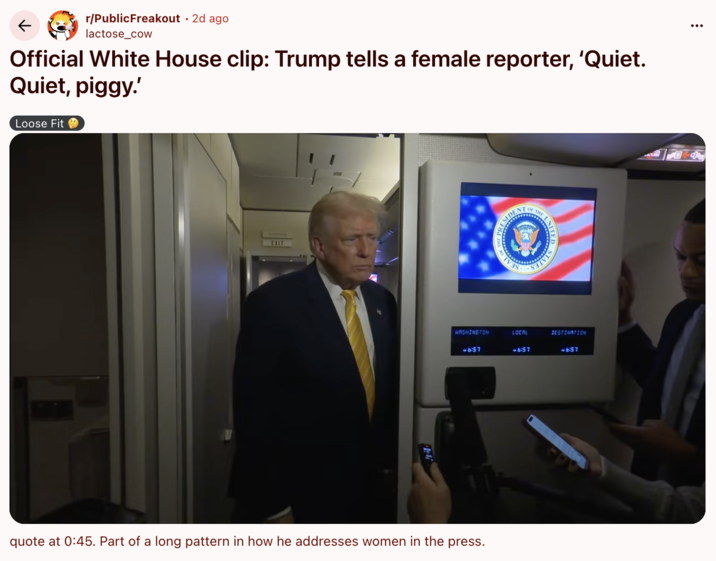 Official White House clip: Trump tells a female reporter, ‘Quiet. Quiet ...