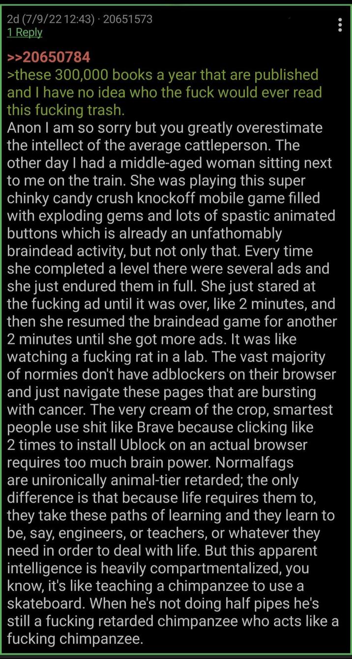 Anon on intelligence of the general population | /r/Greentext | Know ...