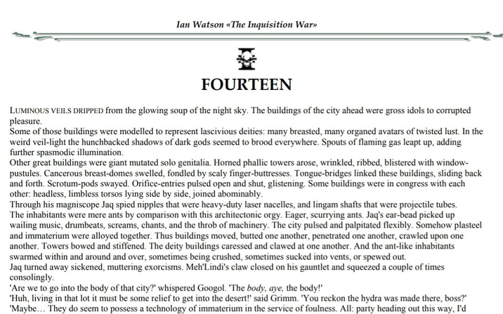 I was doing some research into old lore, and I’m very glad Ian Watson ...
