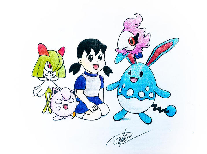Doraemon x Pokemon (Shizuka) [art by goldprovip] | Know Your Meme