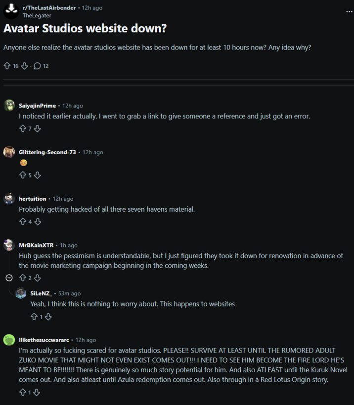 Avatar Studios website down? | Avatar Aang Movie Leaks | Know Your Meme