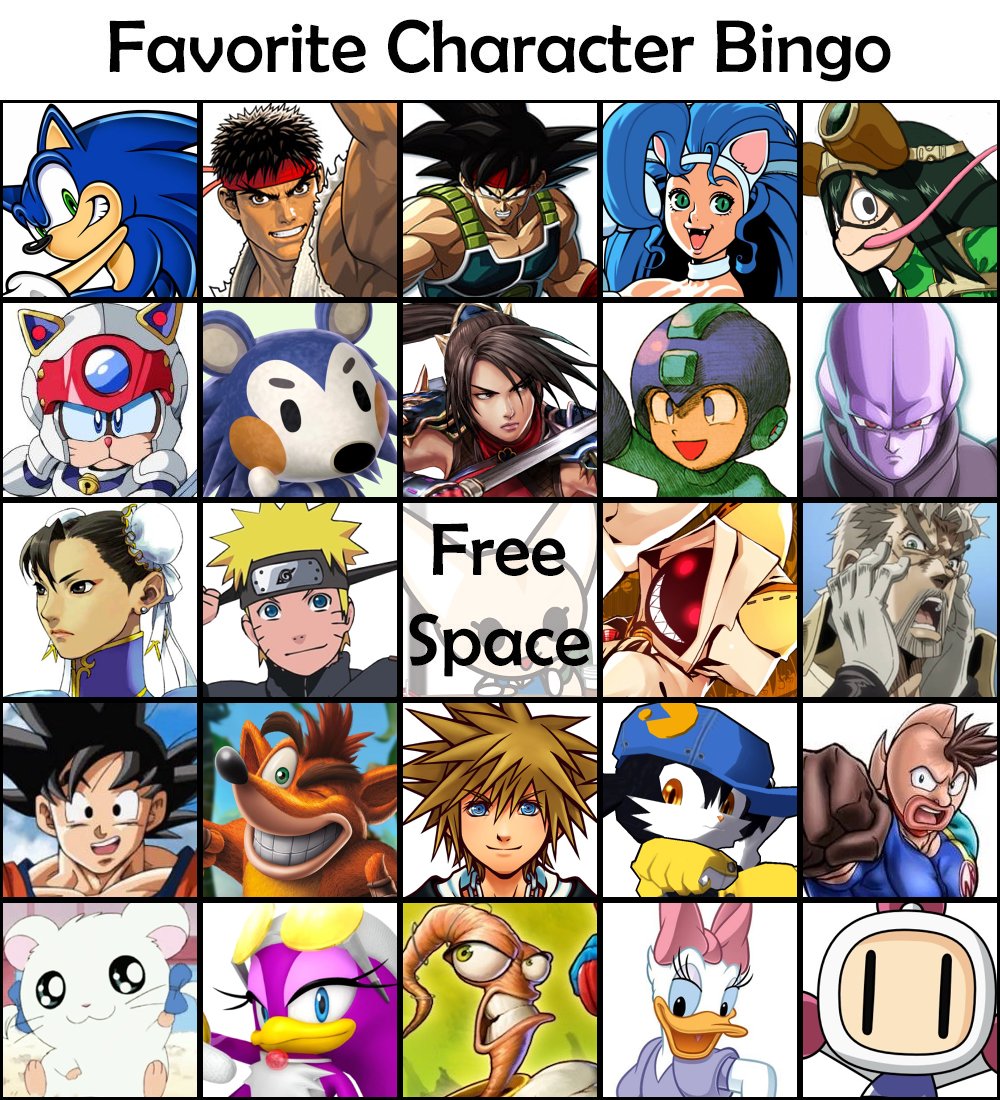 Ss2sonic s Character Bingo Favorite Character Bingo Know Your Meme