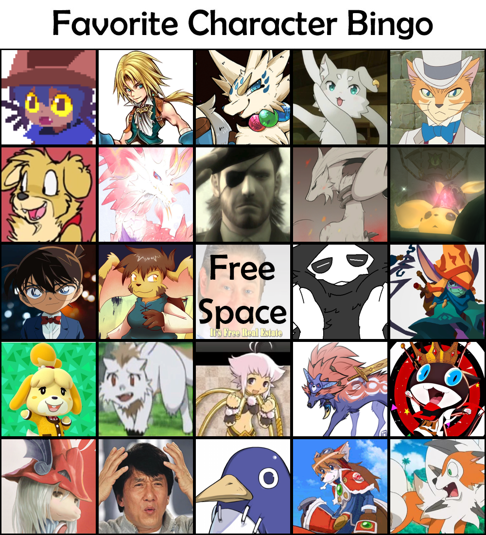 FreeBreBre s Character Bingo Favorite Character Bingo Know Your Meme
