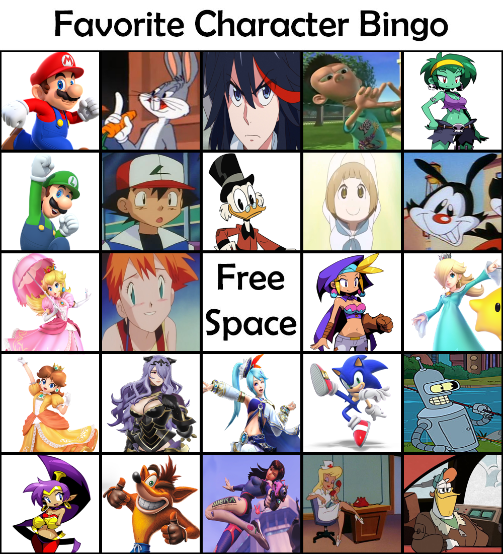 Mario9919 s Favorite Character Bingo Favorite Character Bingo Know 