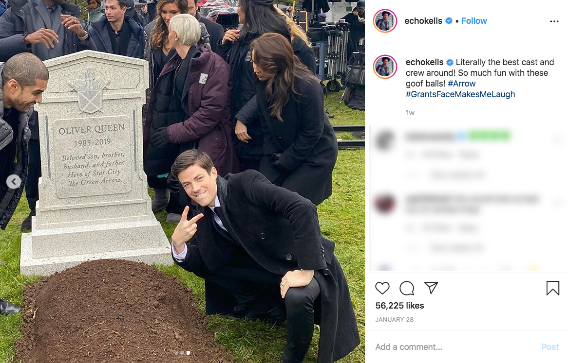 Grant Gustin Origin Grant Gustin Next To Oliver Queen s Grave Know 