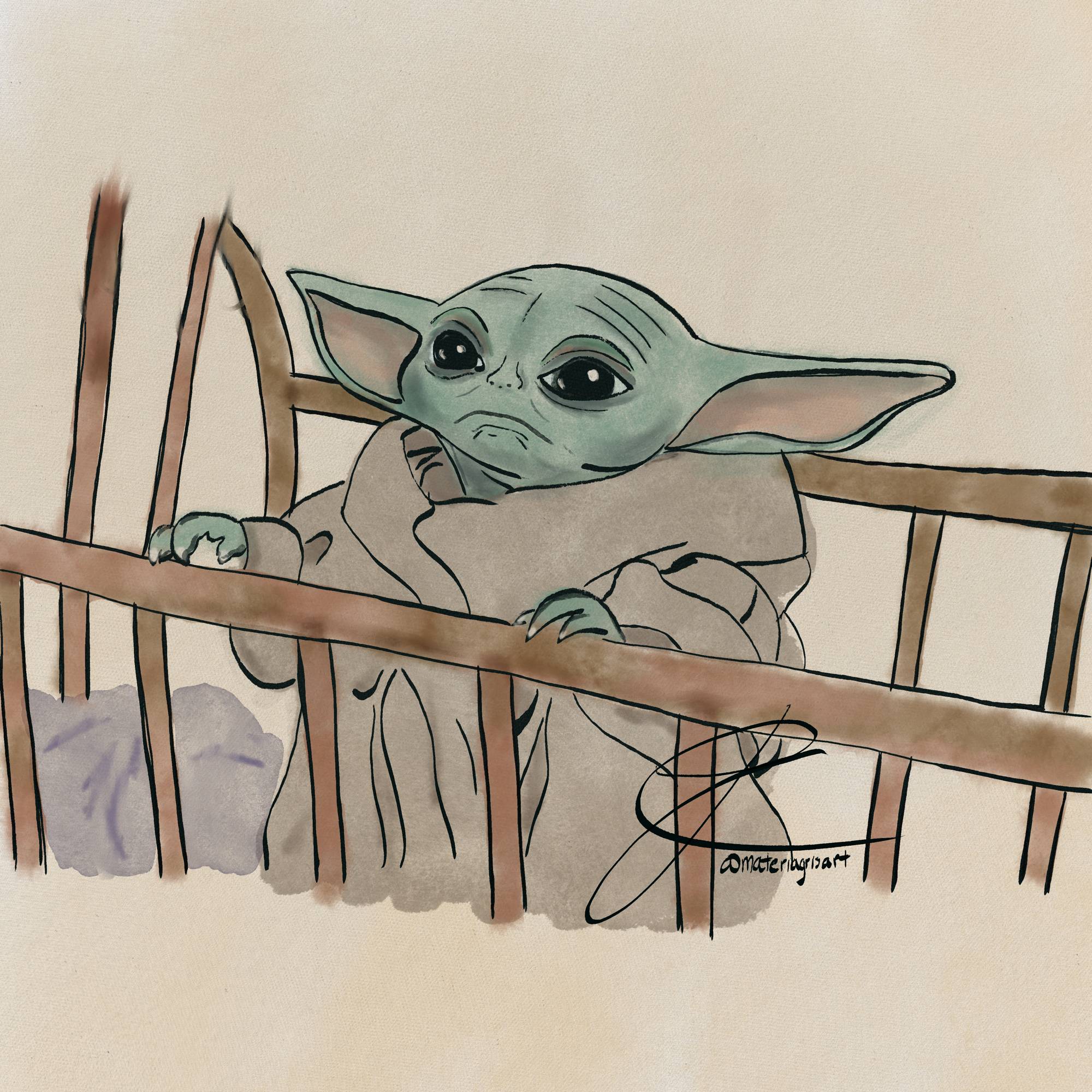 Drew this handsome little fellow yesterday | /r/BabyYoda | Know Your Meme