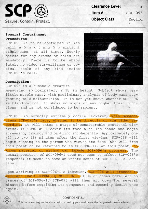 SCP 096 s File SCP Containment Breach SCP 096 Know Your Meme